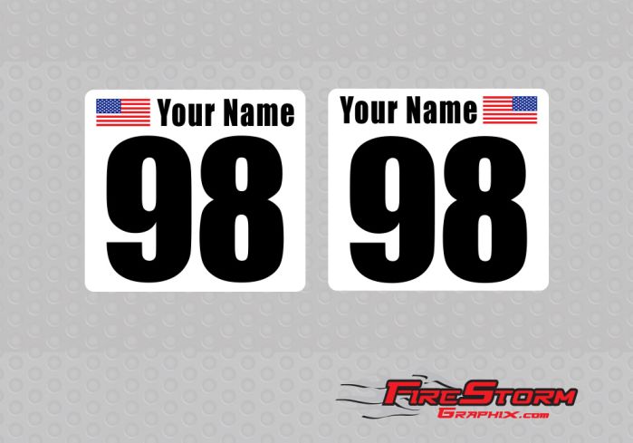 SCCA Basic Magnetic Flag Custom Name and Number Vinyl Number Decals