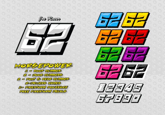 Horsepower Race Car Number Decal Kit