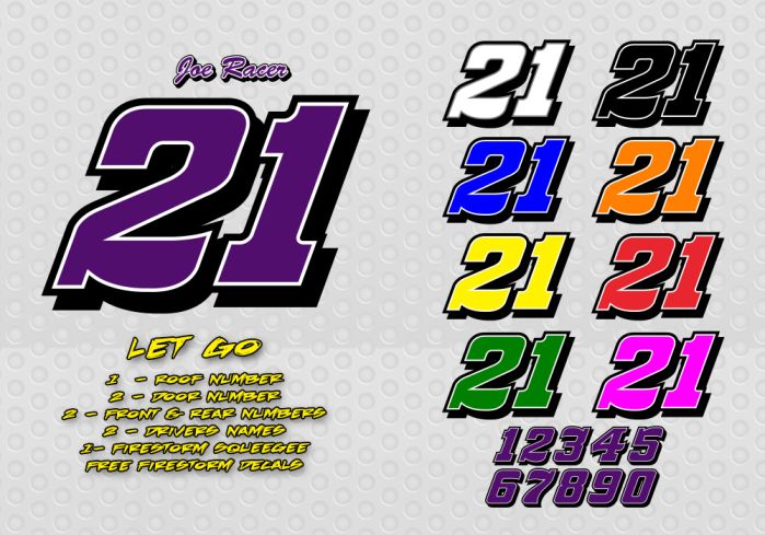 Let Go Legends Race Car Number Decal Kit
