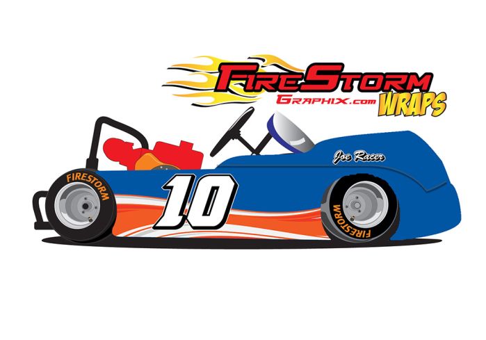 Orange Waves Go Kart Wrap