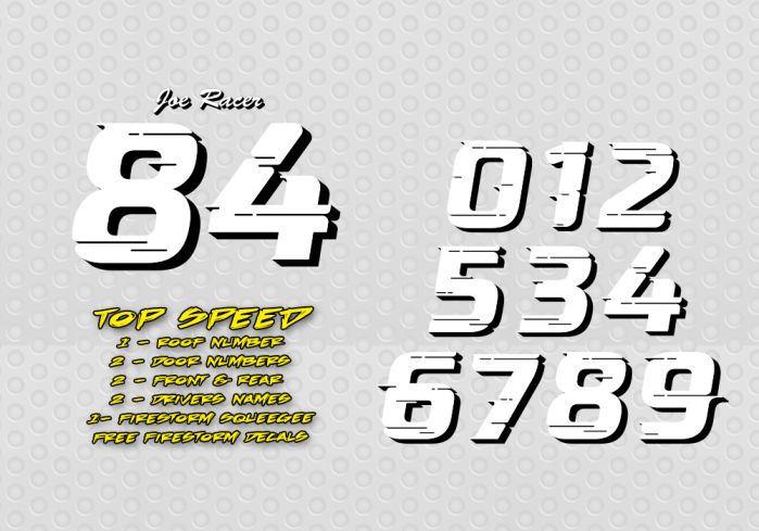 Top Speed Race Car Number Decal Kit
