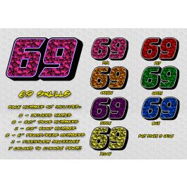 69 Skulls Race Car Number Decal Kit