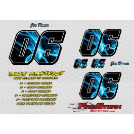 Blue Abstract Race Car Vinyl Number Decal Kit