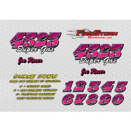 Shake Down Drag Car Number Vinyl Decals