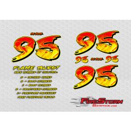 Flame Burst Racing Car Numbers Vinyl Graphics for Race Cars