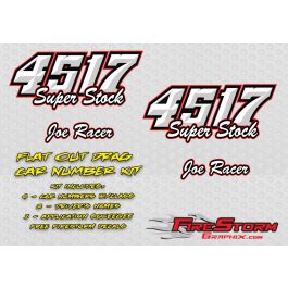 Flat Out Drag Car Number Vinyl Decals