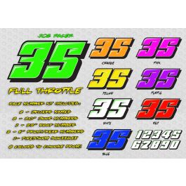 The Full Throttle Race Car Number Decal Kit Racing Graphics Lettering