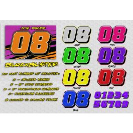 Blockbuster Go Kart Car Racing Number Decals Kit