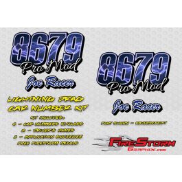 Lightning Drag Car Number Vinyl Decals