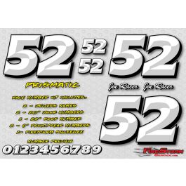 White Prismatic Race Car Numbers Decals Kit Racing Graphics, Race Car ...