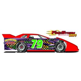 Purple Swirl Fire Dirt Late Model Wrap Racing Graphics