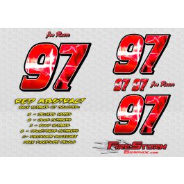 Red Abstract Race Car Number Decal Kit