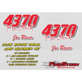 Side Swipe Drag Car Number Vinyl Decals