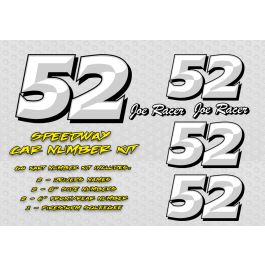 White Prismatic Go Kart Numbers Decals Kit