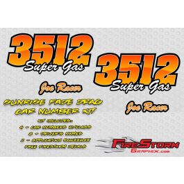 Sunrise Fade Drag Car Number Vinyl Decals