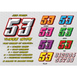 Three Wide Race Car Number Decal Kit Racing Graphics Lettering